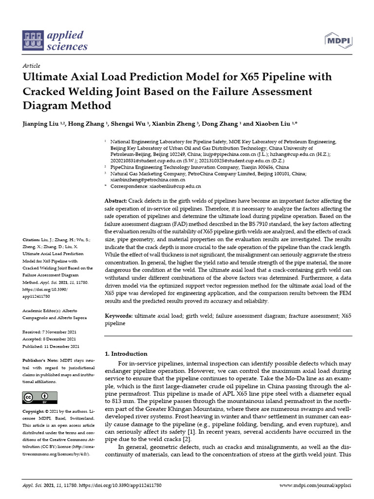 Ultimate Axial Load Prediction Model For X65 Pipel | PDF | Fracture ...