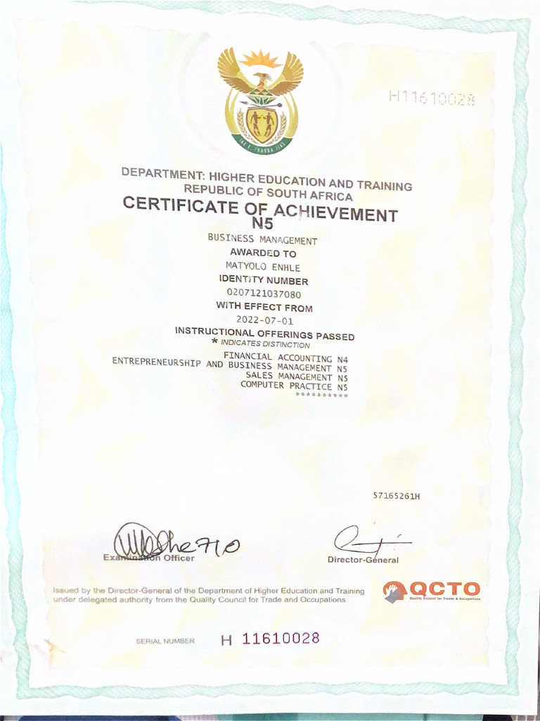 N5 Certificate | PDF