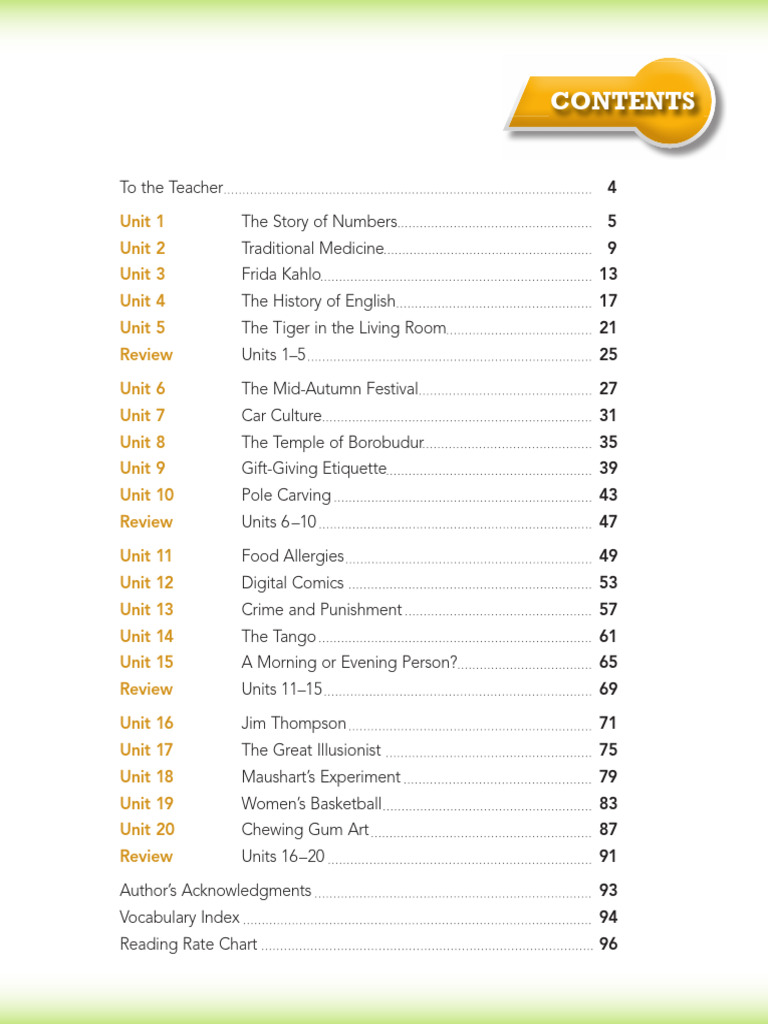 Reading Advantage 4 - Contents | PDF