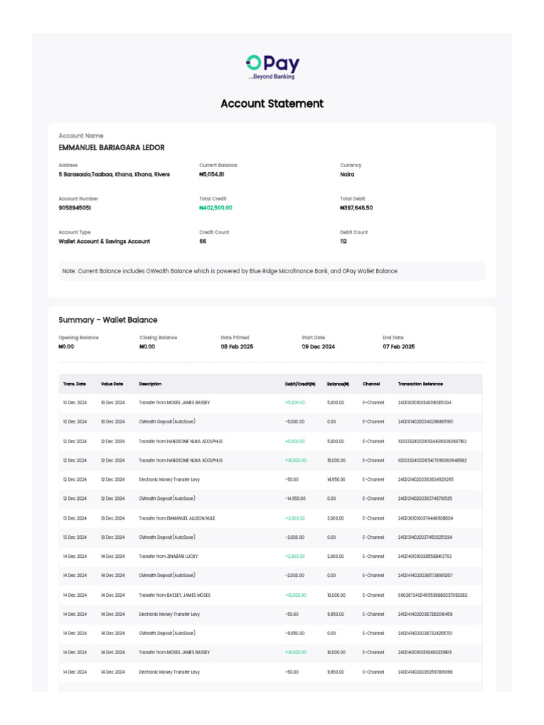 Emmanuel Bariagara Ledor - 9058945051 - 20250208003035 | PDF | Debit ...