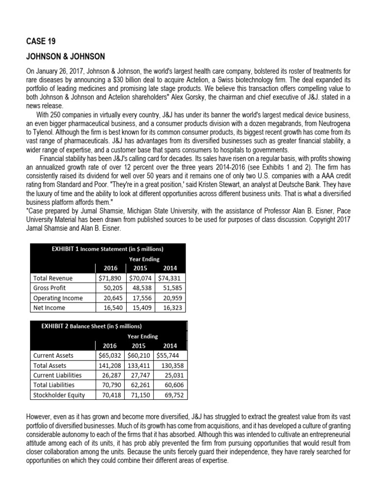 CASE 19 Johnson Johnson | PDF | Johnson & Johnson | Business