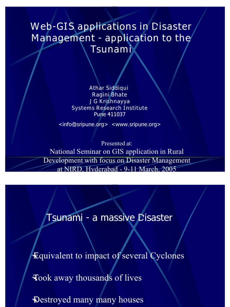 Web-GIS Applications in Disaster Management - Application To The ...