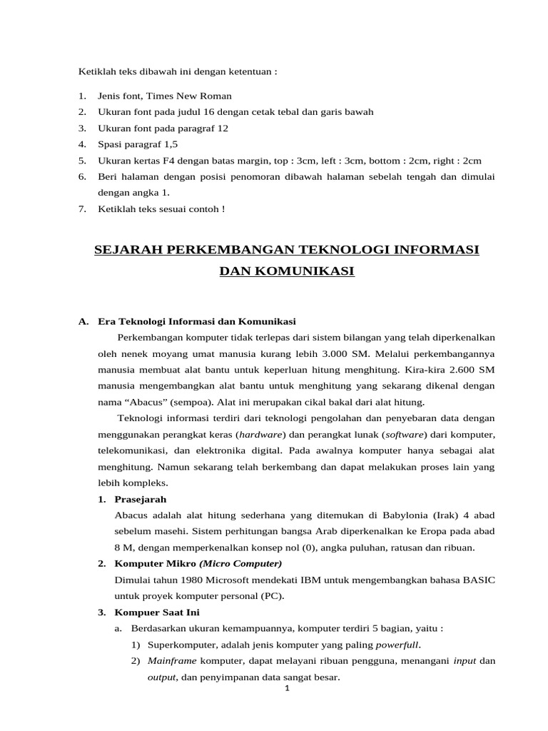 Sejarah Teknologi Informasi dan Komunikasi | PDF