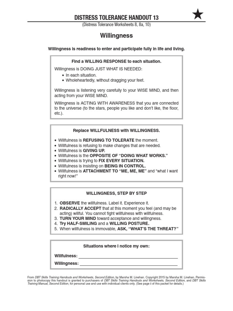 Willingness and Willfulness | PDF | Dialectical Behavior Therapy ...