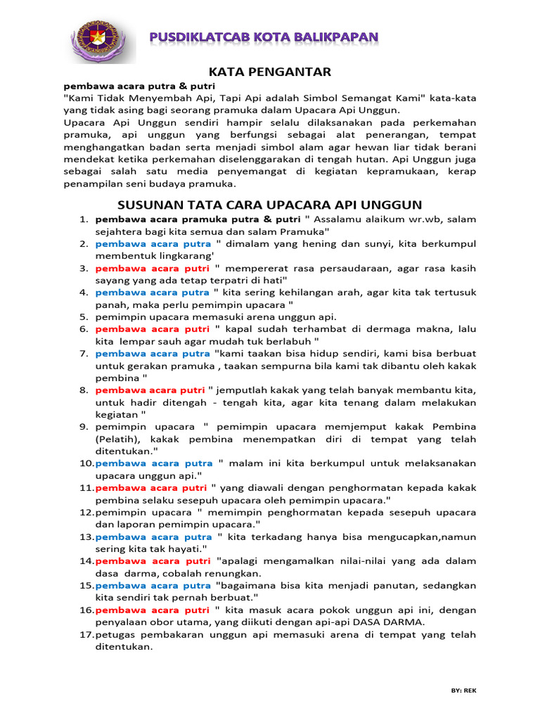 Susunan Acara Upacara Api Unggun | PDF