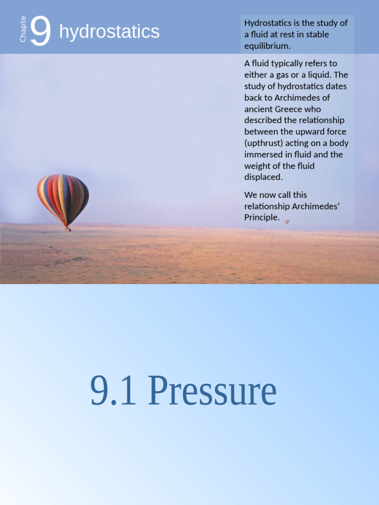 Hydrostatics for Physics Students | PDF | Pressure | Buoyancy