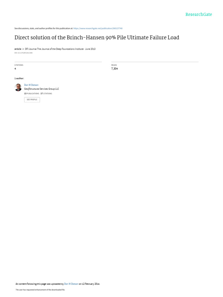 Direct Solution of The Brinch-Hansen 90% Pile Ultimate Failure Load ...