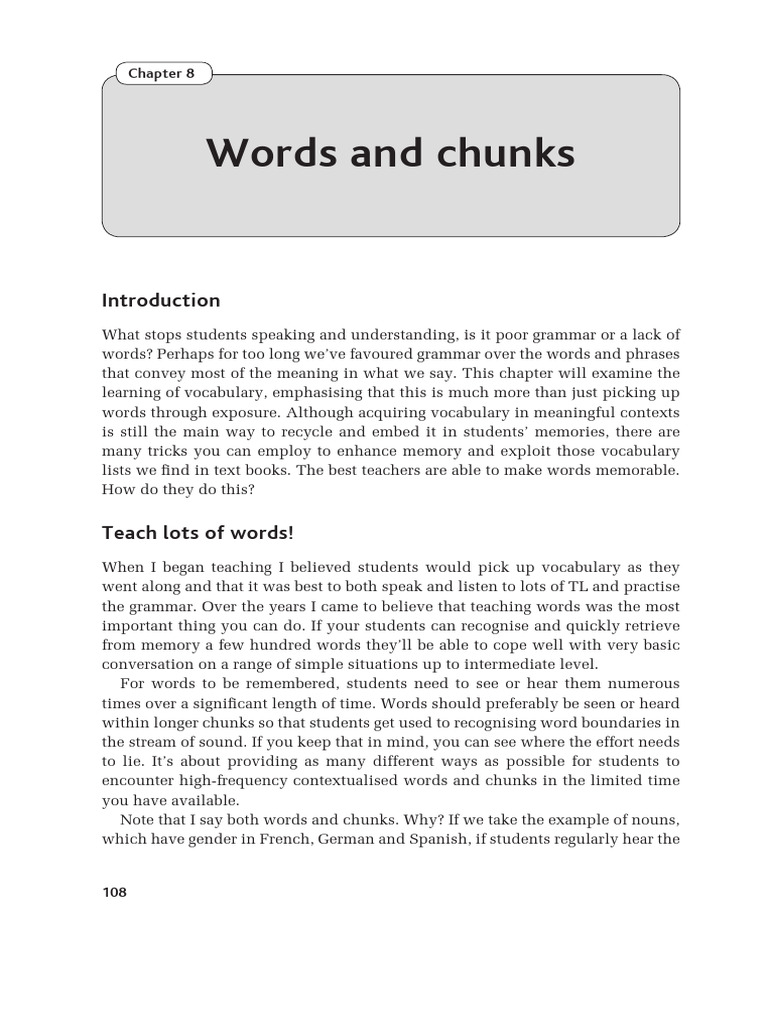 Becoming An Outstanding Languages Teacher - (8 Words and Chunks) | PDF | Part Of Speech | Vocabulary