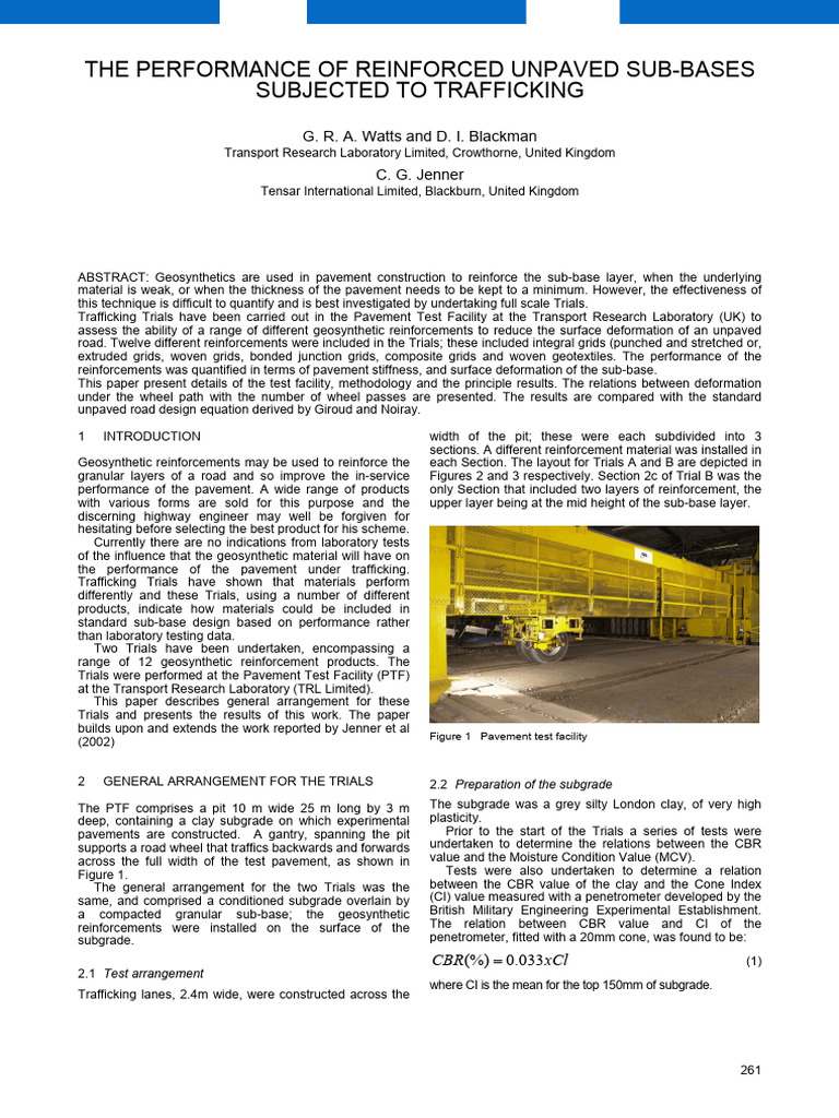 The Performance of Reinforced Unpaved Sub-Bases Subject to Trafficking | PDF | Young's Modulus