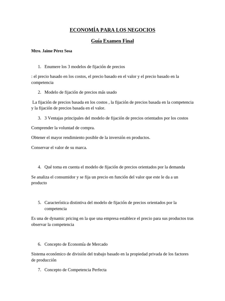 Guía Ex Final | PDF | Monopolio | Mercado (economía)