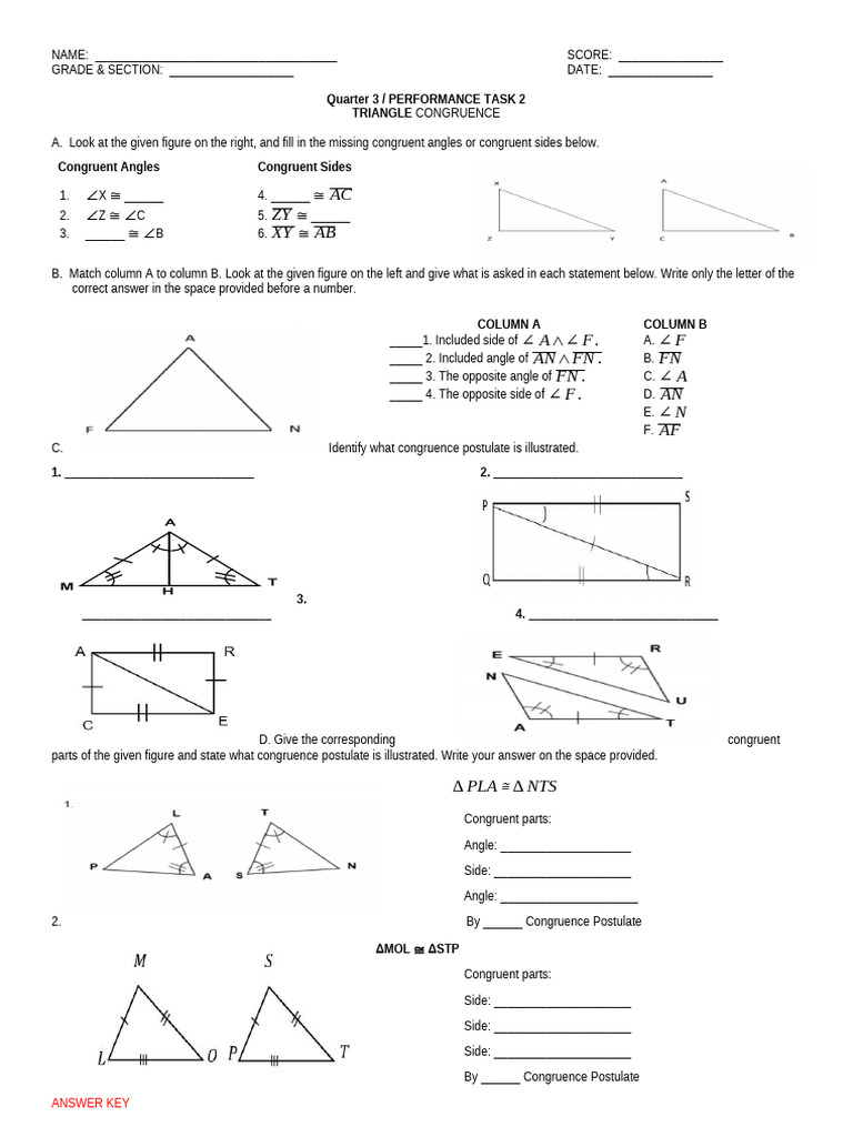 PT 2 Questionnaire&Answer Sheet | PDF | Angle | Geometric Measurement