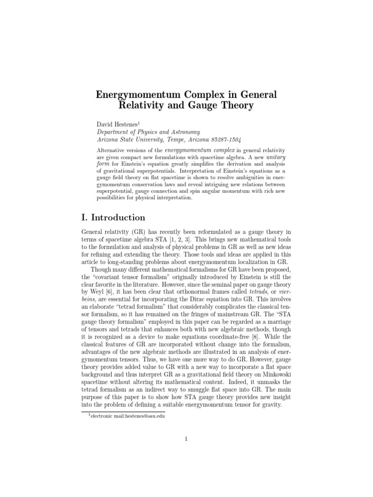 Energy Complex | PDF | General Relativity | Theoretical Physics