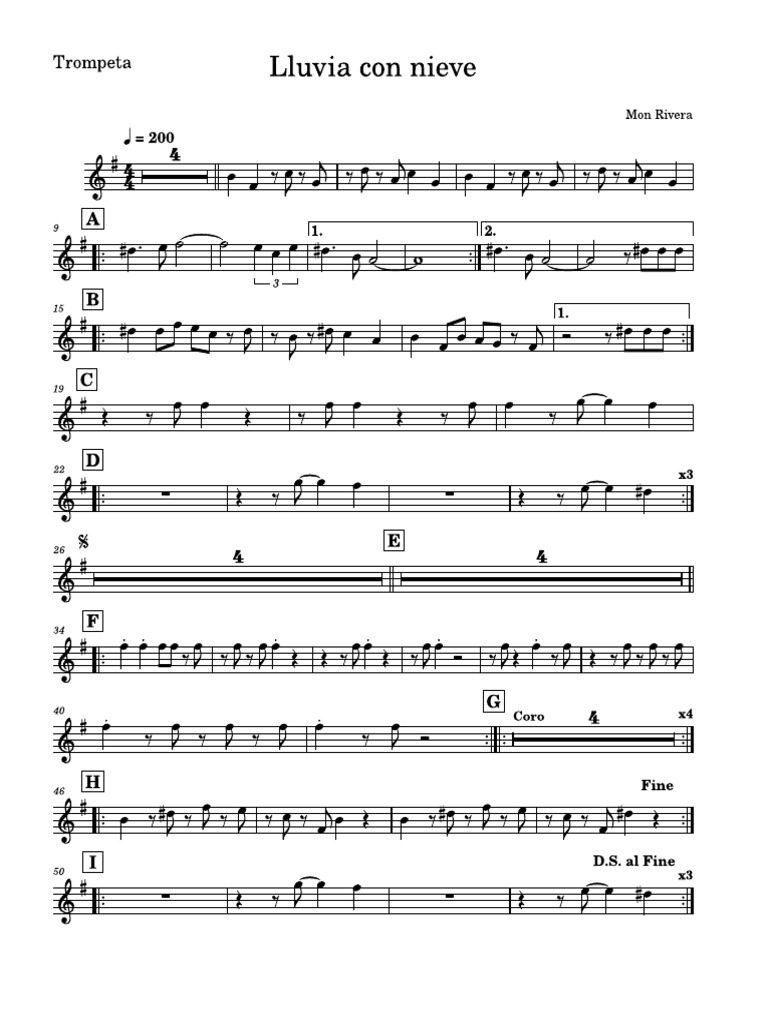 Lluvia Con Nieve – Mon Rivera (Trompeta) | PDF