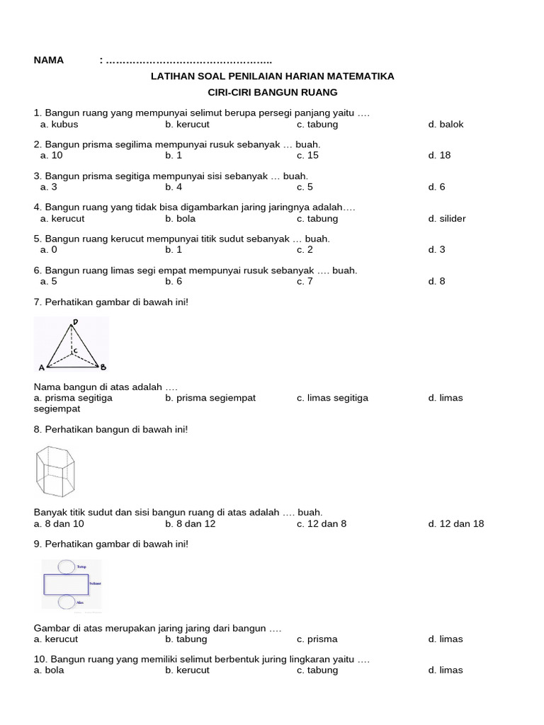 MTK CIRI-CIRI BANGUN RUANG | PDF