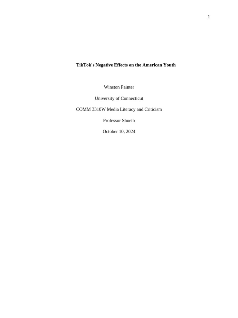 TikTok's Negative Effects On The American Youth | PDF | Adolescence ...