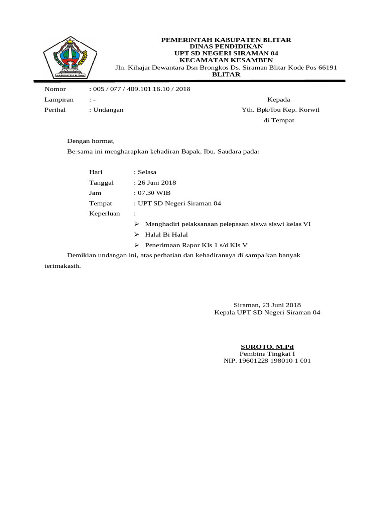 FORMAT KOP SURAT BARU Undangan Besok | PDF