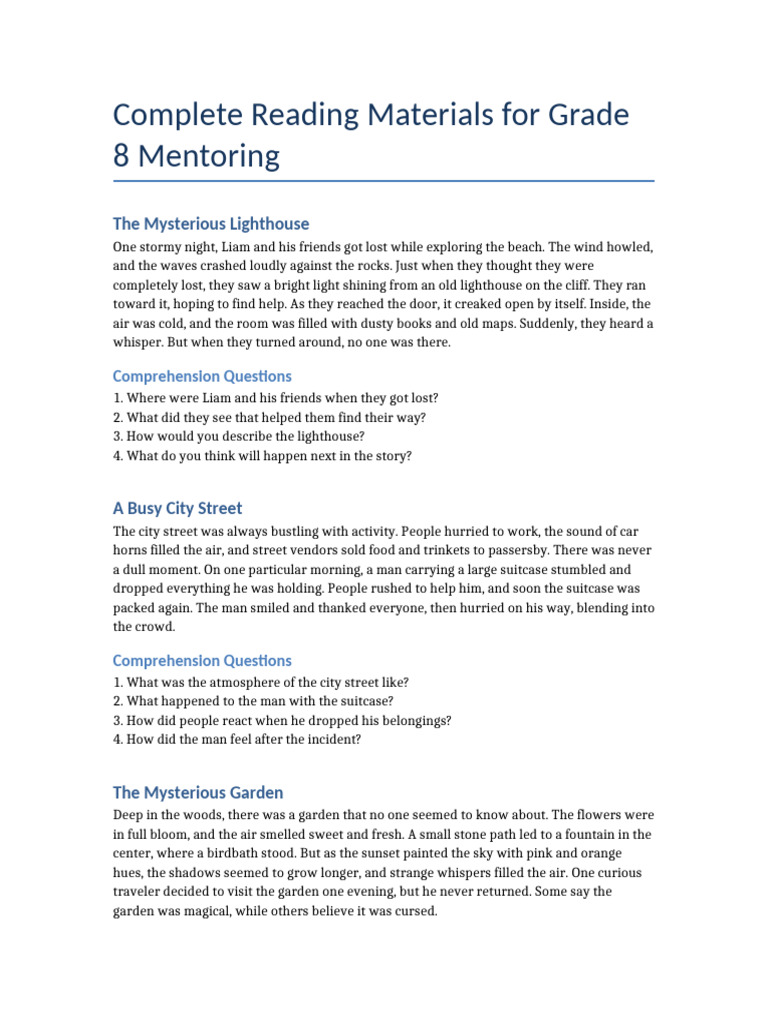 Complete Reading Materials Grade8 | PDF | Speed Reading | Reading ...