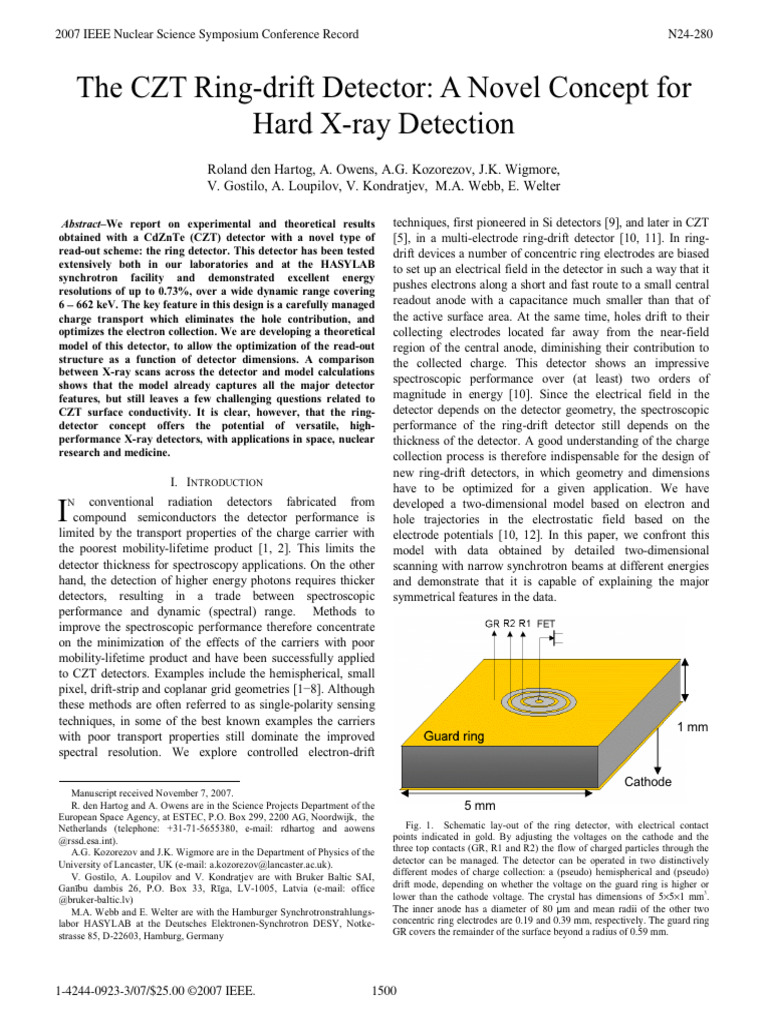 CZT Ring-Drift Detector for X-ray Detection | PDF | Spectroscopy | X Ray