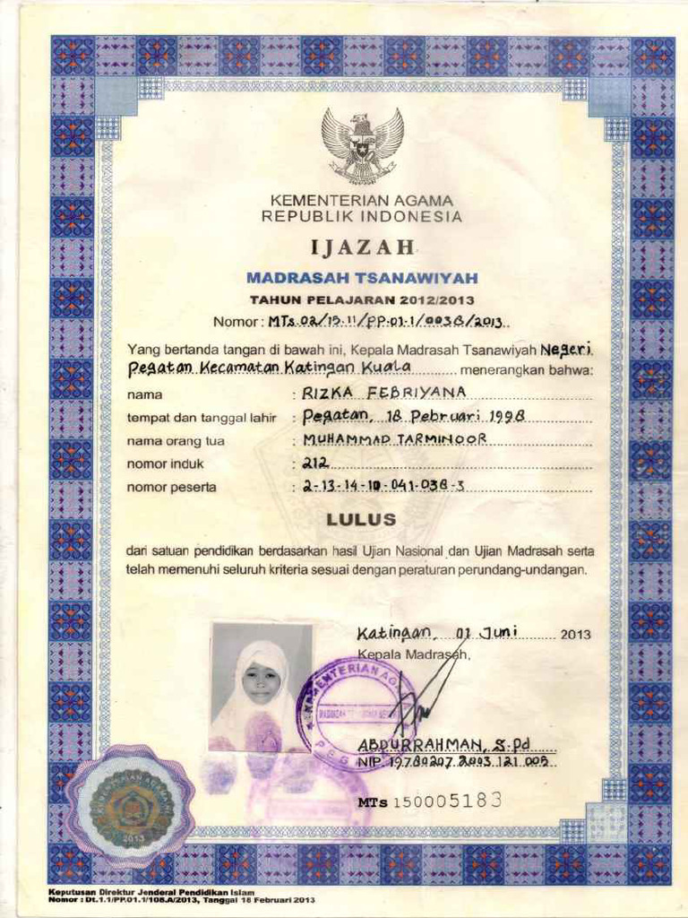 Ijazah MTS - 11zon | PDF