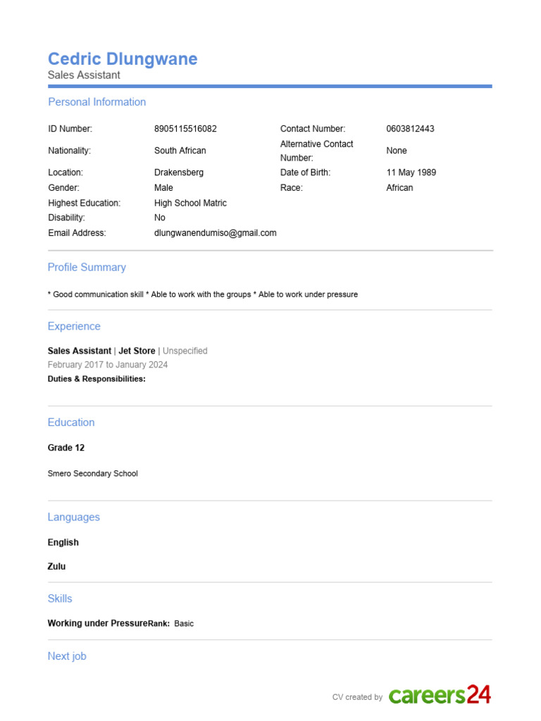 Cedric Profile | PDF