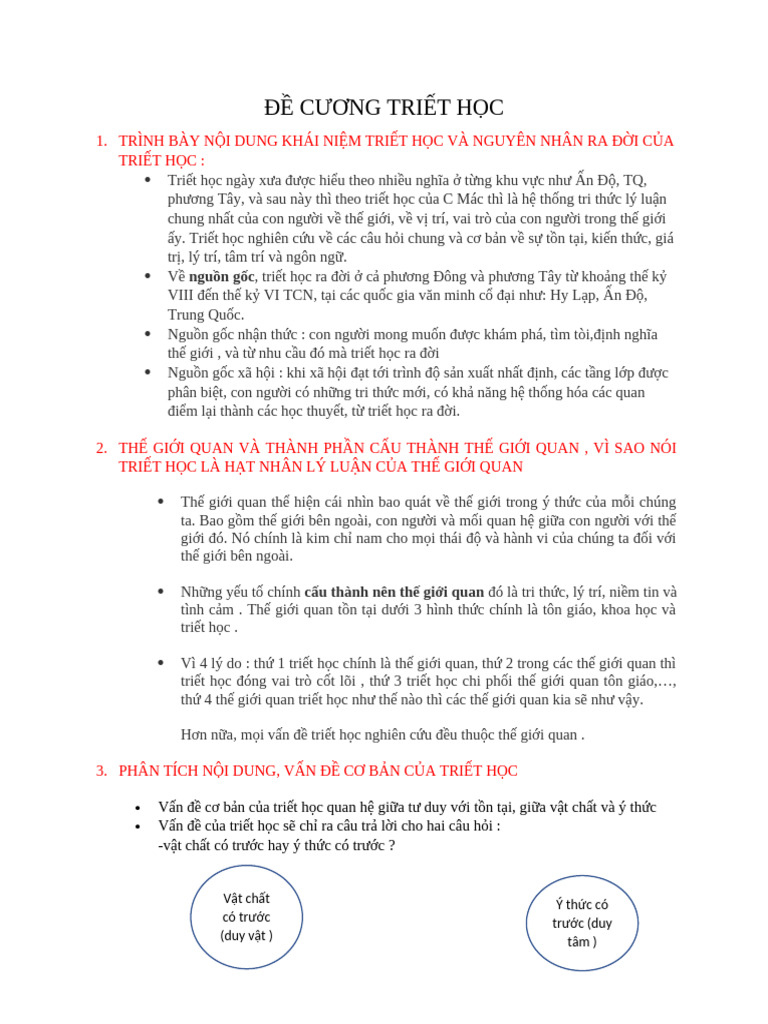De Cuong On Thi Triet Hoc Mac - Lenin | PDF