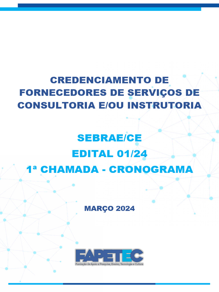 Cronograma - Edital 01 - 2024 - SEBRAE - 1 Chamada | PDF
