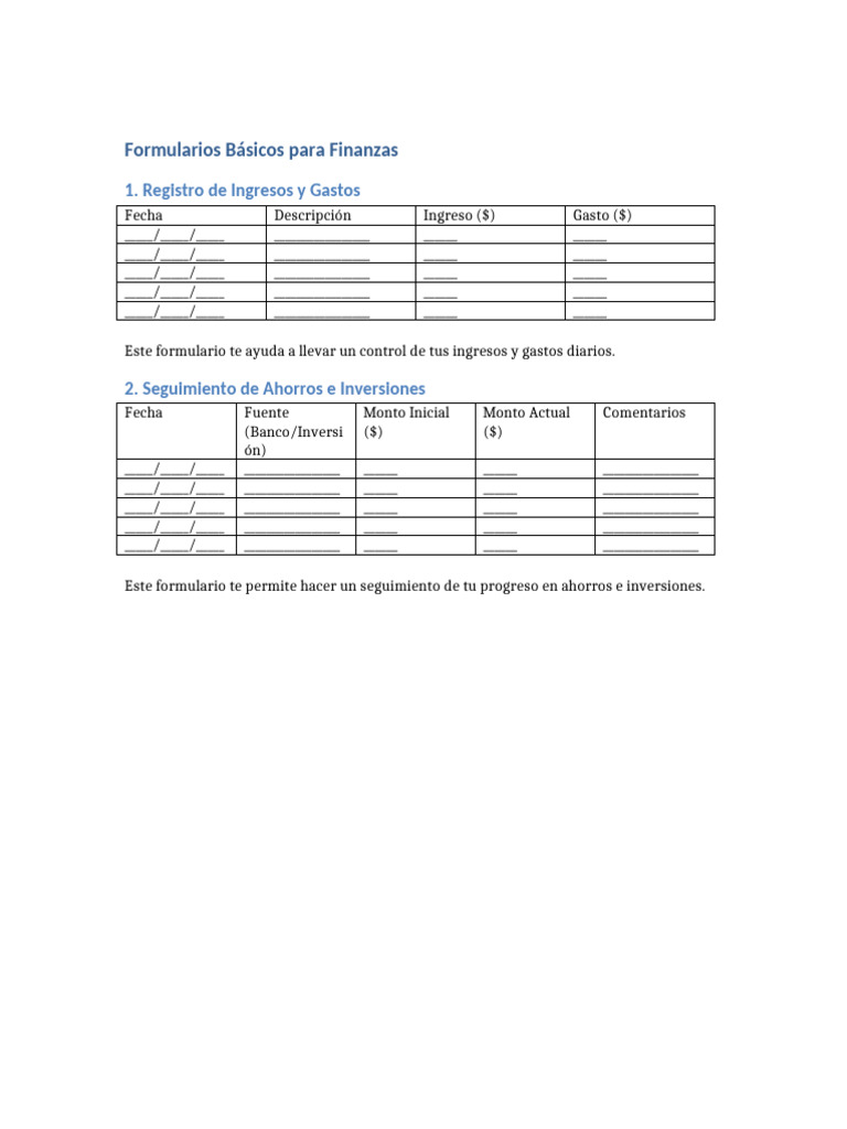 Formularios Finanzas | PDF