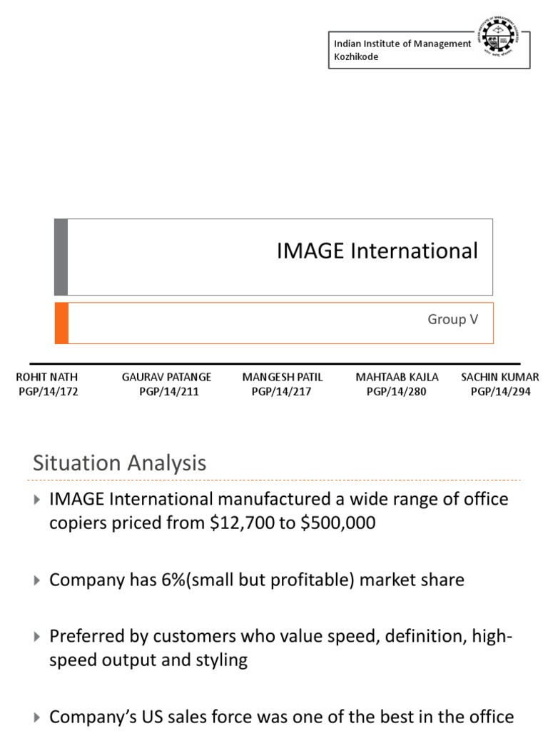 SDM Case Analysis IMAGE International | PDF | Competition | Sales