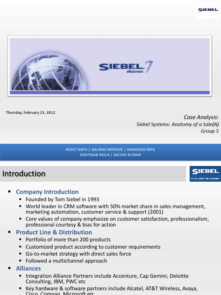 SDM Case Analysis: Siebel Systems: Anatomy of A Sale (A) | PDF | Sales ...