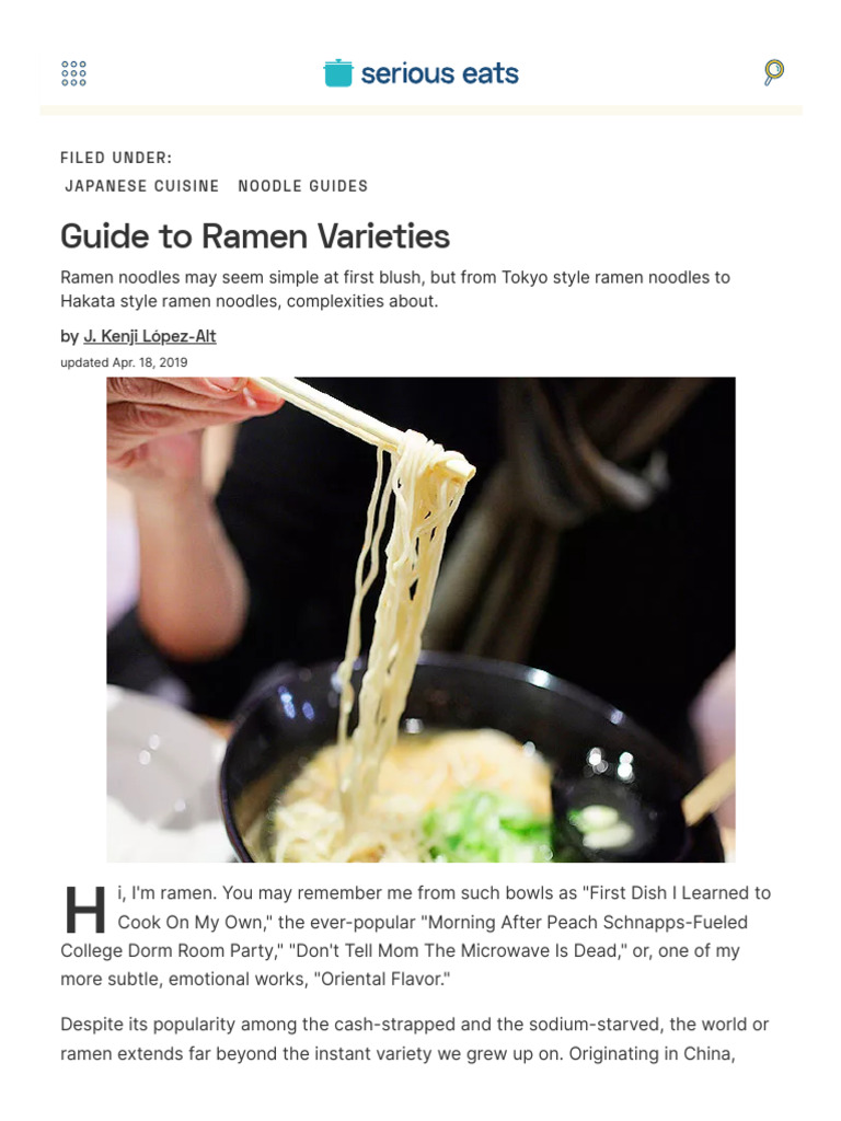 Guide To Ramen Varieties | PDF | Ramen | Japanese Cuisine
