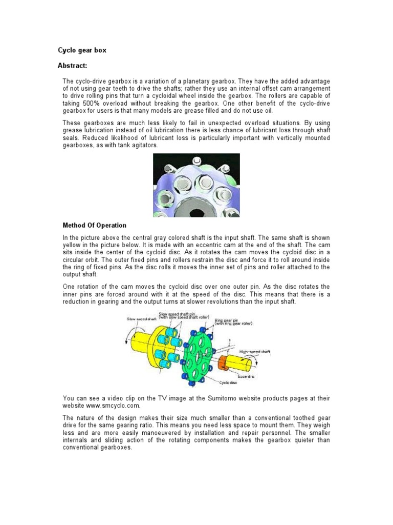 Cyclo Gear Box | PDF | Gear | Transmission (Mechanics)