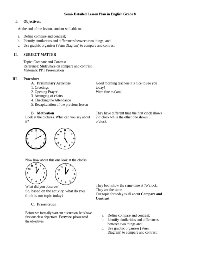 SEMi-Detailed Lesson Plan in English Grade 8 | PDF | Lesson Plan