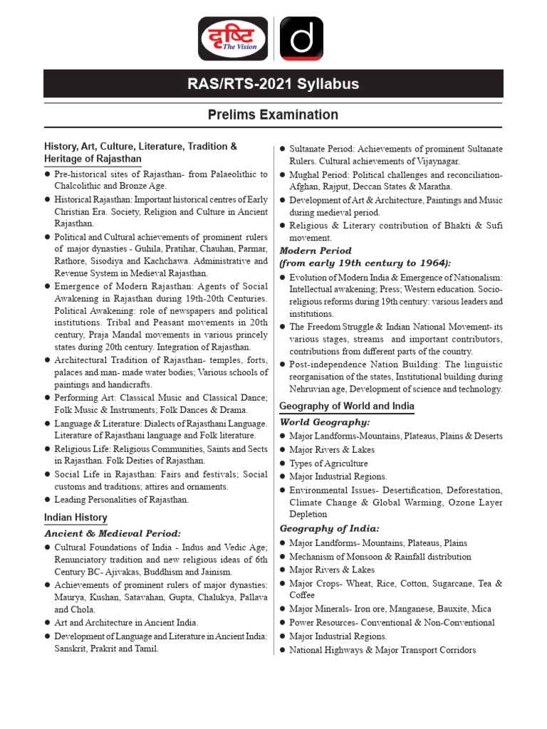 RPSC-2021 Syllabus (English & Hindi) Combined | PDF | Economies | Agriculture
