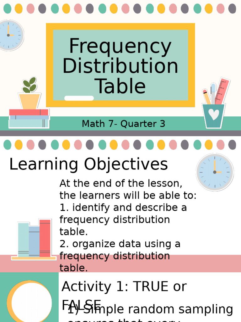 Frequency Distribution Table Pdf Sampling Statistics Scientific