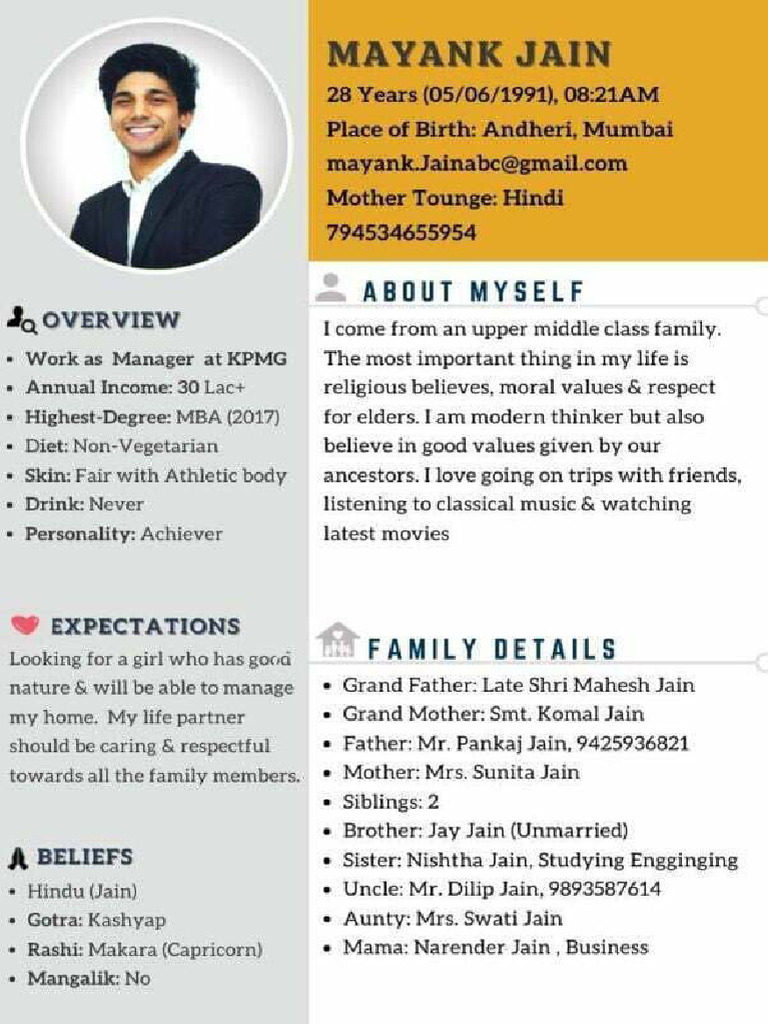 Mayankjain: About Myself | PDF