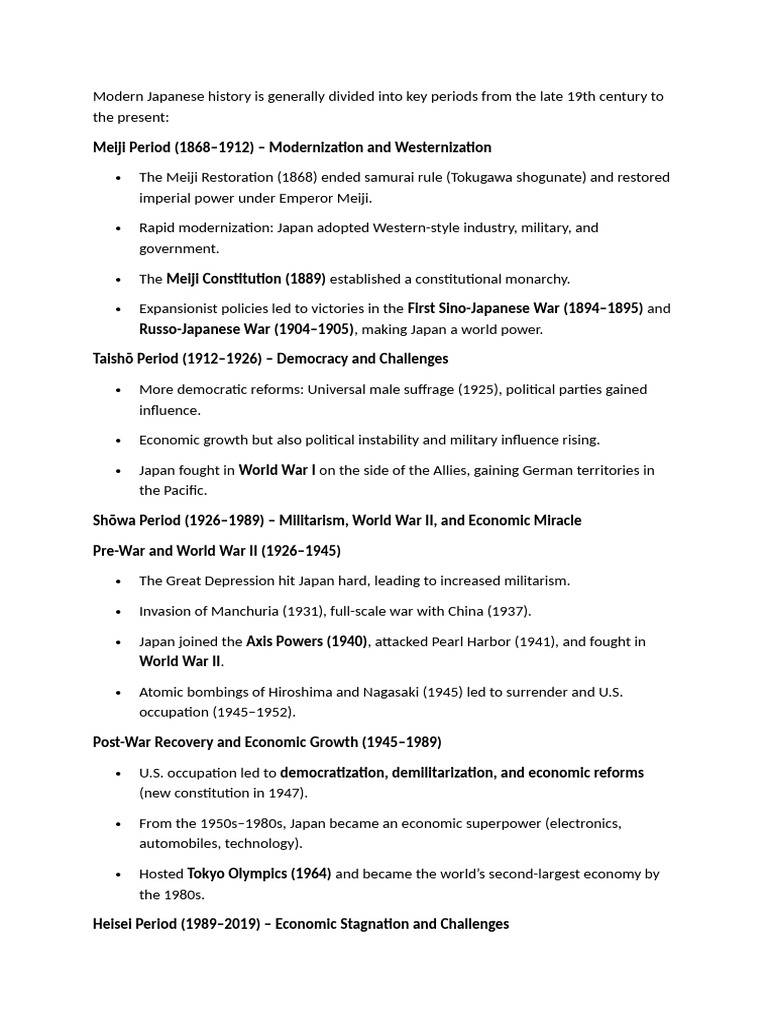Modern Japanese history | PDF | Japan | Empire Of Japan