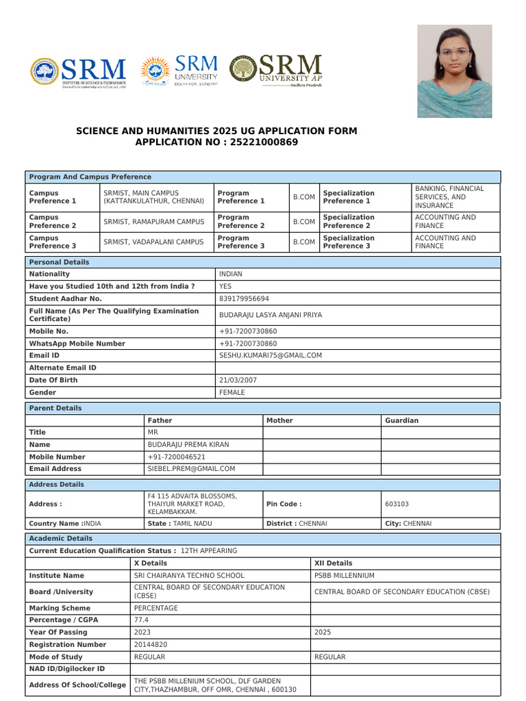 Application Form 25221000869 | PDF