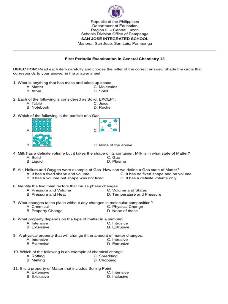 1st QUARTER - General Chemistry | PDF | Atoms | Chemical Substances