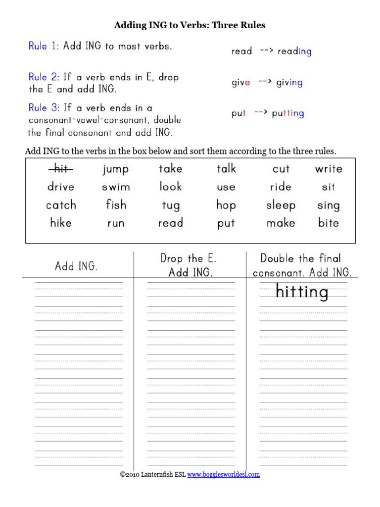 Adding Ing To Verbs | PDF