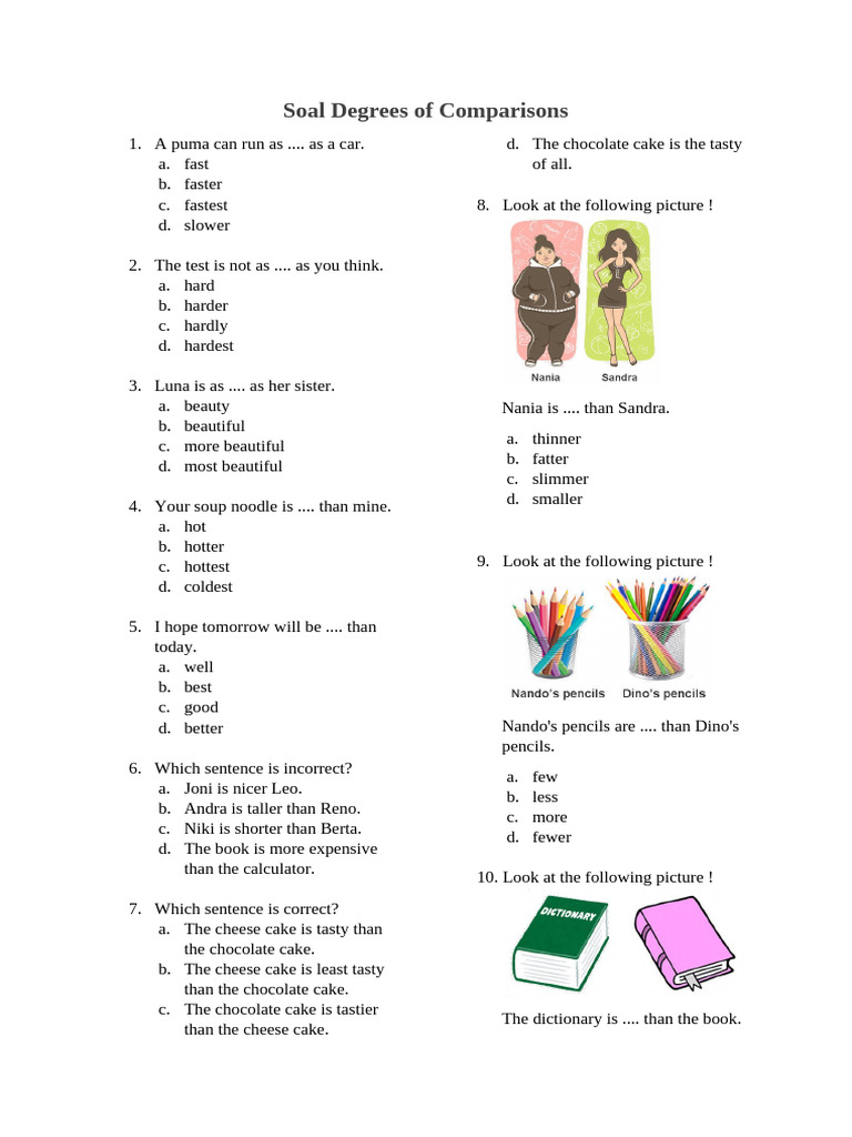 .Soal Degrees of Comparisons | PDF