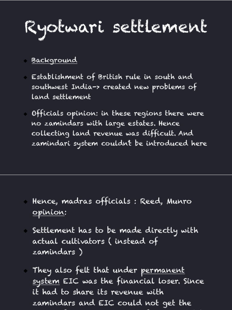 Ryotwari Settlement | PDF