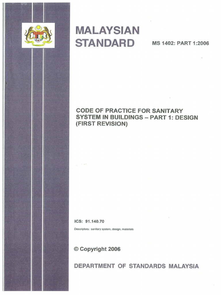 MS 1402 Part 1 1206 - Sanitary System in Building Part 1 | PDF