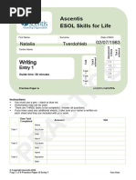 ESOL - Entry 3 - Writing Candidate Paper - Practice Paper C 2 | PDF ...