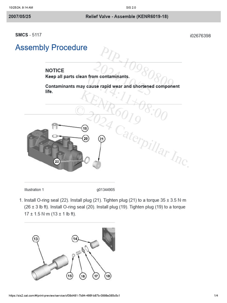 Relief Valve - Assemble (KENR6019-18) | PDF | Mechanical Engineering ...