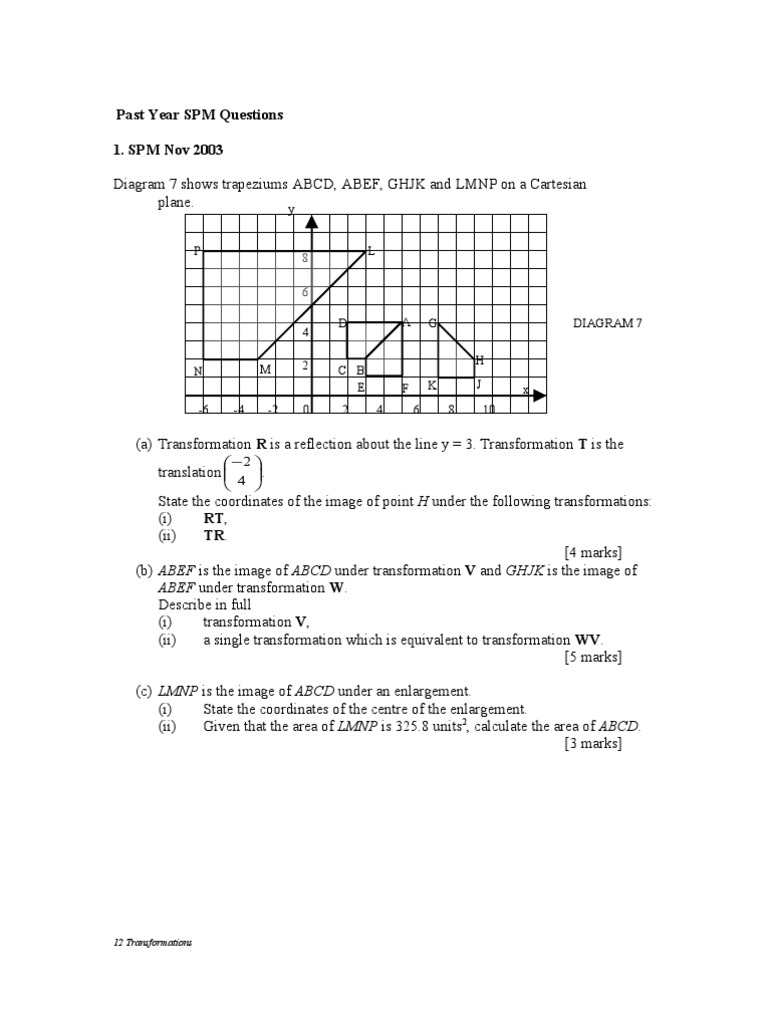 Chapter 12 II Transformations III ENHANCE | PDF | Cartesian Coordinate ...