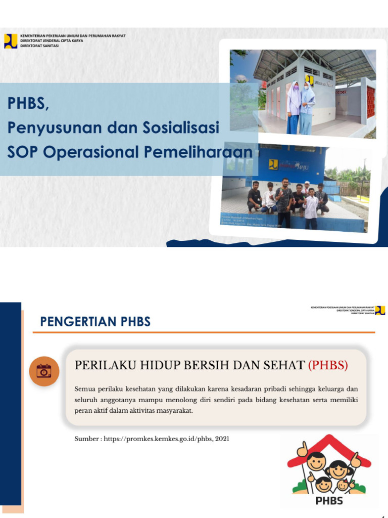 Materi PHBS Dan Penyusunan Dan Sosialisasi SOP Operasional - Pemeliharaan - 2024 | PDF