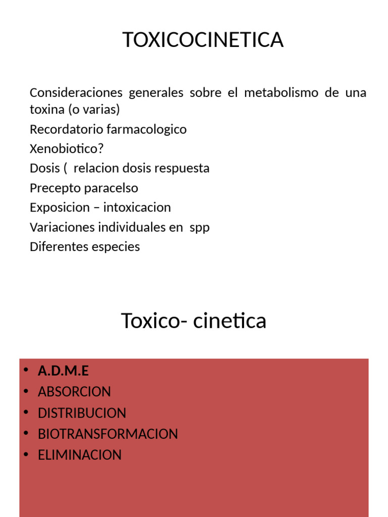 Toxicocinetica Nuevo | PDF | Inhibidor de la enzima | Metabolismo