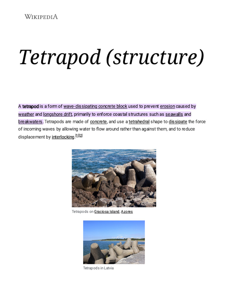 Tetrapod (Structure) - Wikipedia | PDF | Earth Sciences | Physical ...