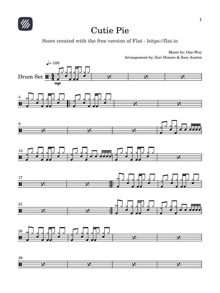 Drum Set Music Score Arrangement | PDF