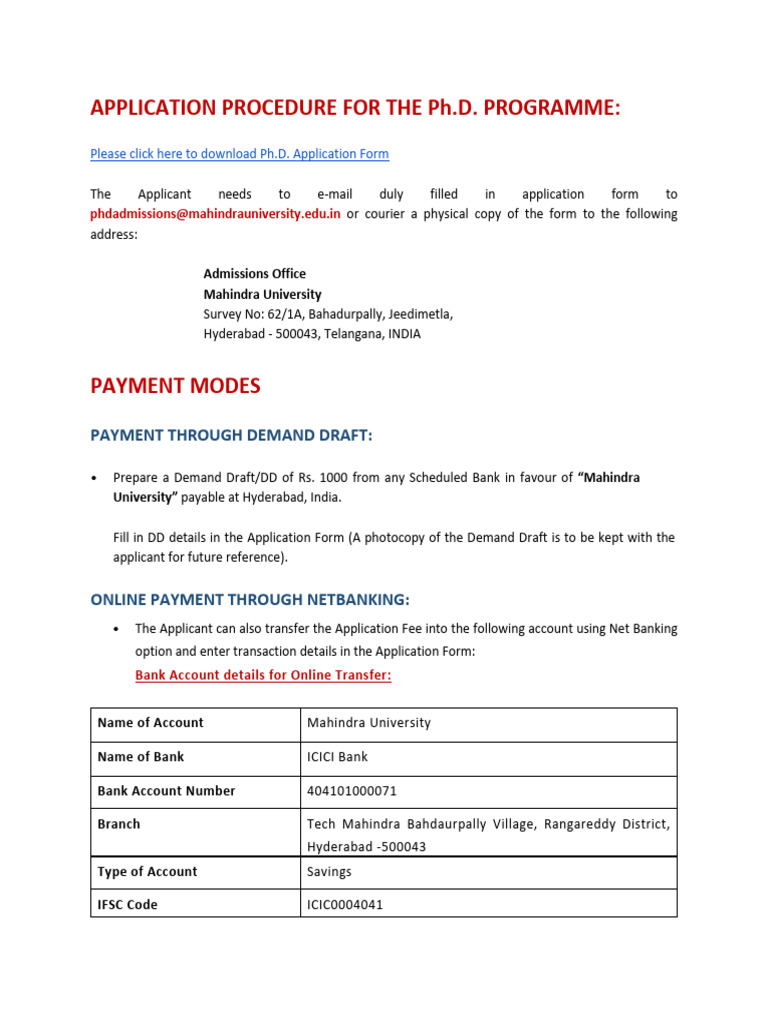Instructions For Ph.D. Application Jan25 1 | PDF